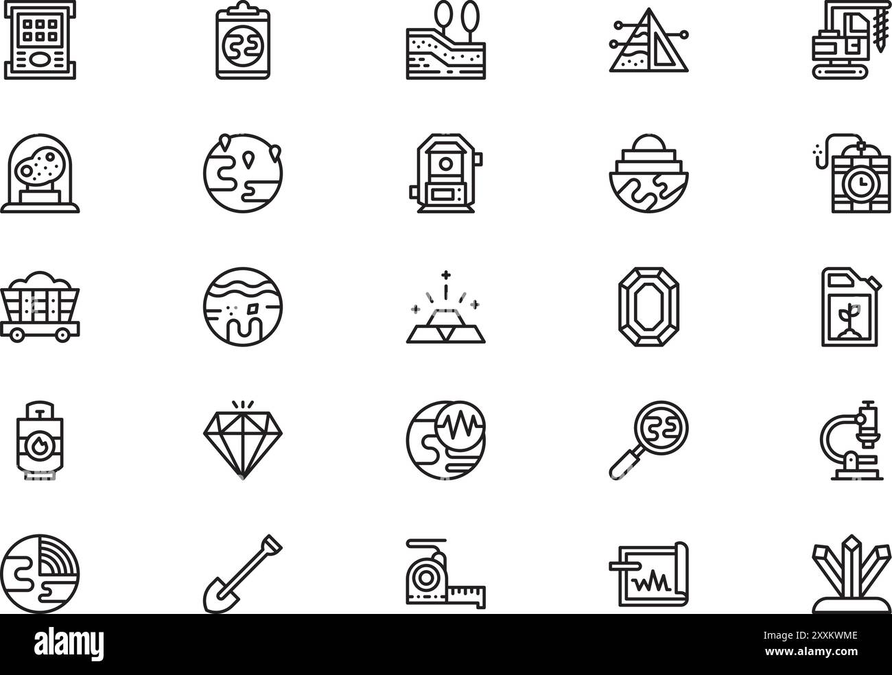 Geology icons collection is a vector illustration with editable stroke ...