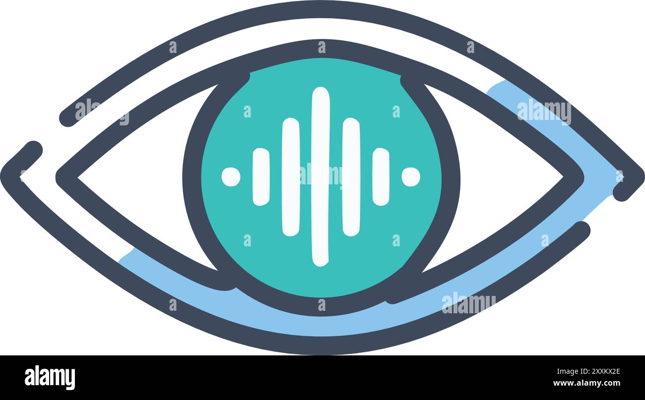 Eye with sound wave icon. Colorful vector icon depicting an eye with a sound wave in its pupil ...