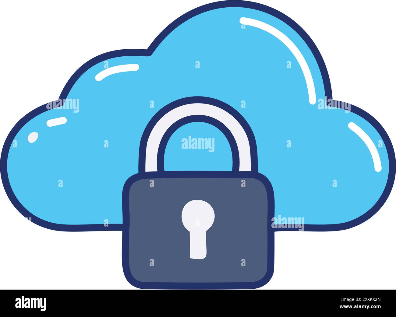 Cloud security icon with padlock. Simple vector icon depicting a cloud with a padlock ...