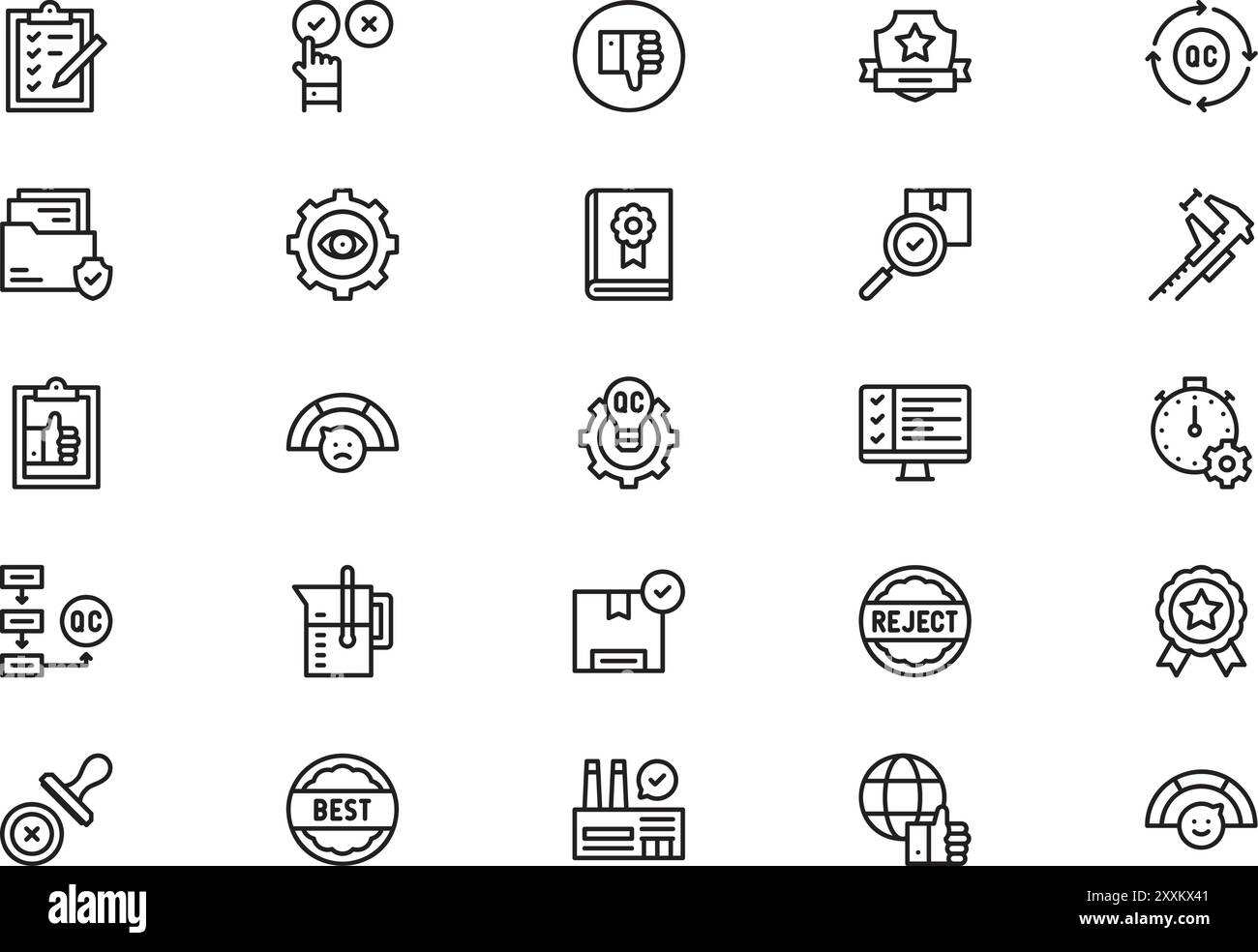 Quality control icons collection is a vector illustration with editable ...
