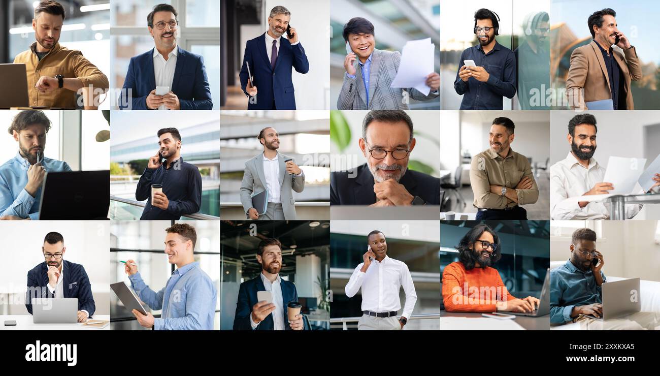 Professional Group of Diverse Businessmen Engaged in Various Activities ...