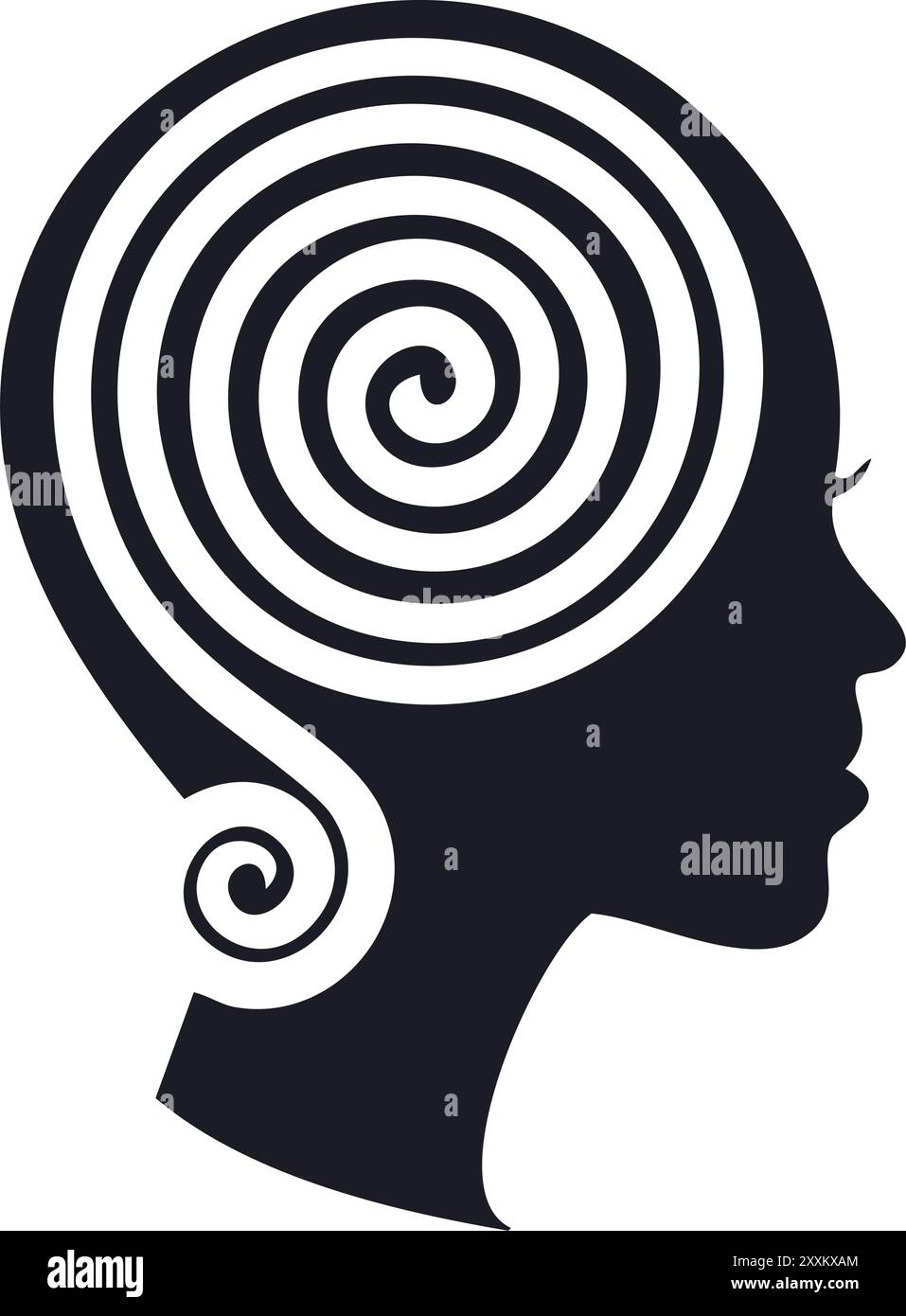 Woman Silhouette With Thinking Brain Stock Vector