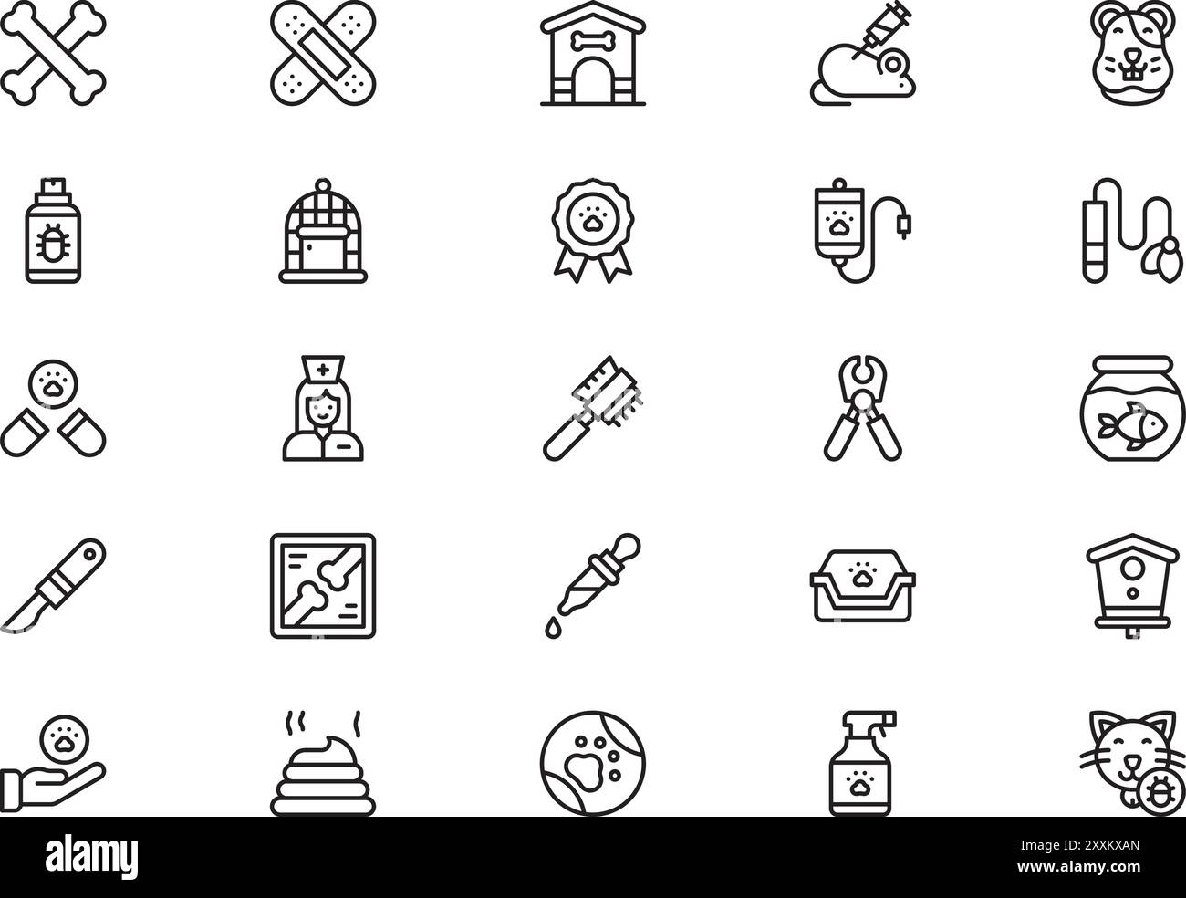 Veterinary icons collection is a vector illustration with editable ...