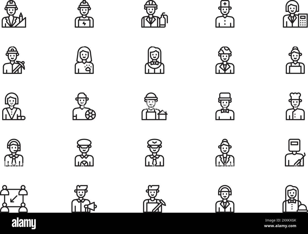 Jobs and professions icons collection is a vector illustration with ...