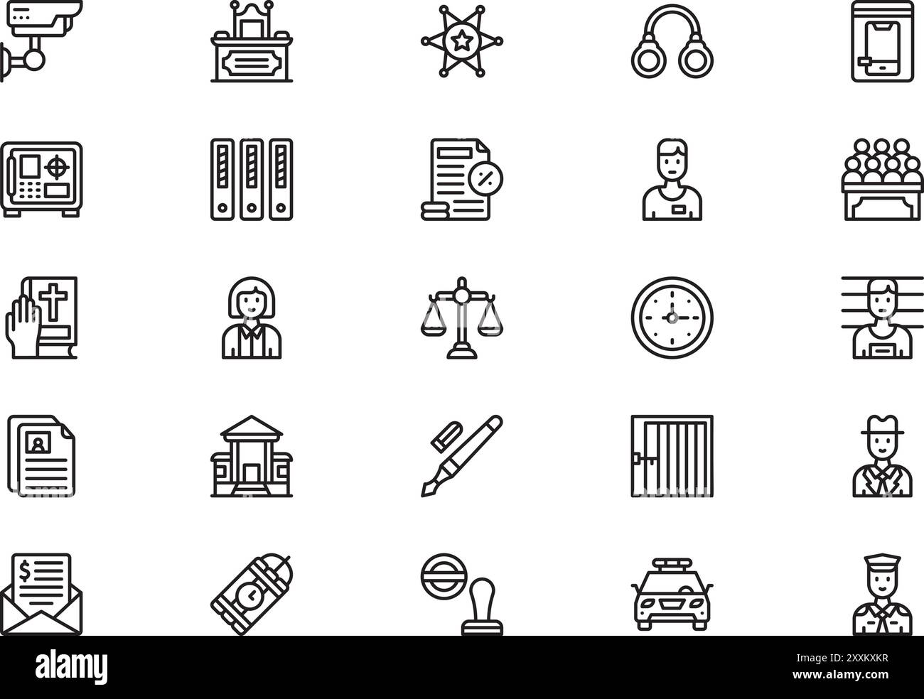Law and justice icons collection is a vector illustration with editable ...