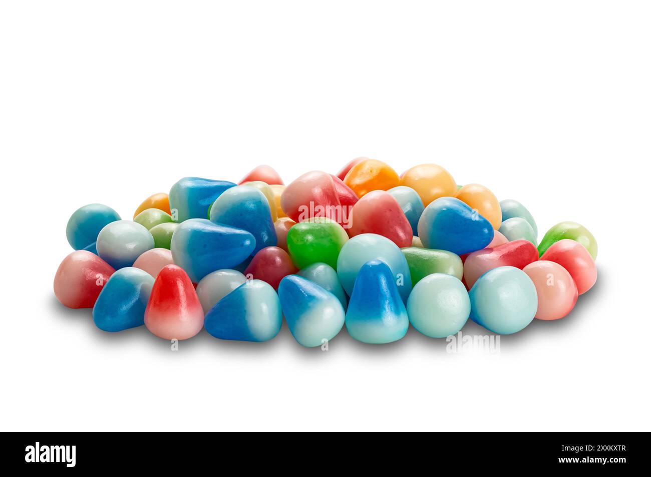 Crispy jelly.. Side view pile of colorful sugar coated crispy jelly ...