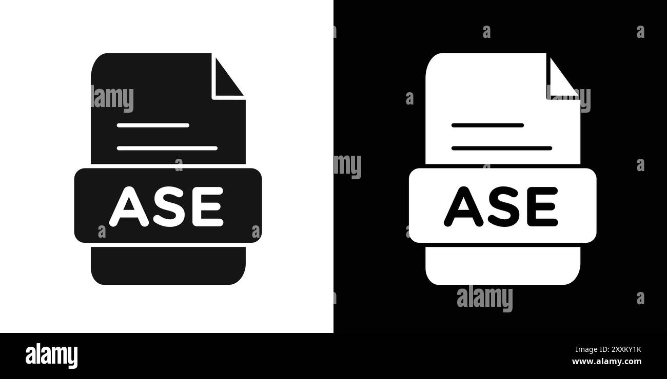 ASE File Document Icon Vector symbol or sign set collection in black ...