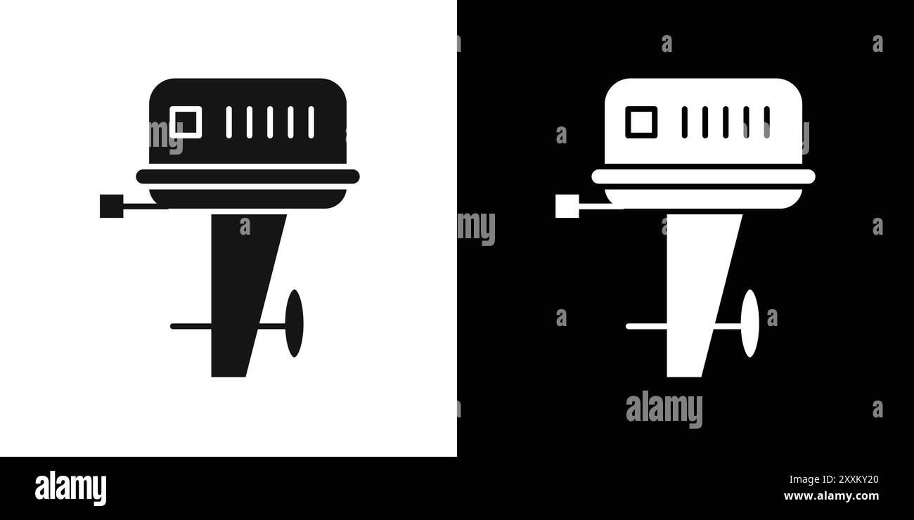 Boat engine icon Vector symbol or sign set collection in black and ...