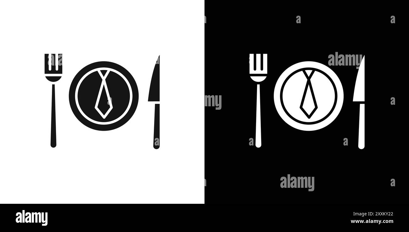 Business lunch, dinner icon Vector symbol or sign set collection in ...