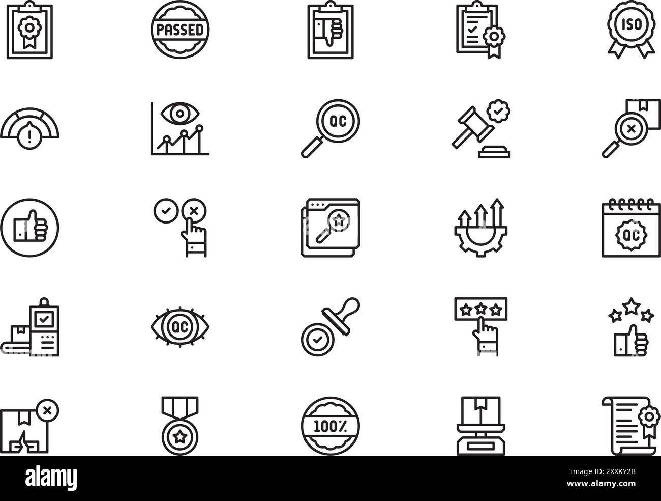 Quality control icons collection is a vector illustration with editable ...