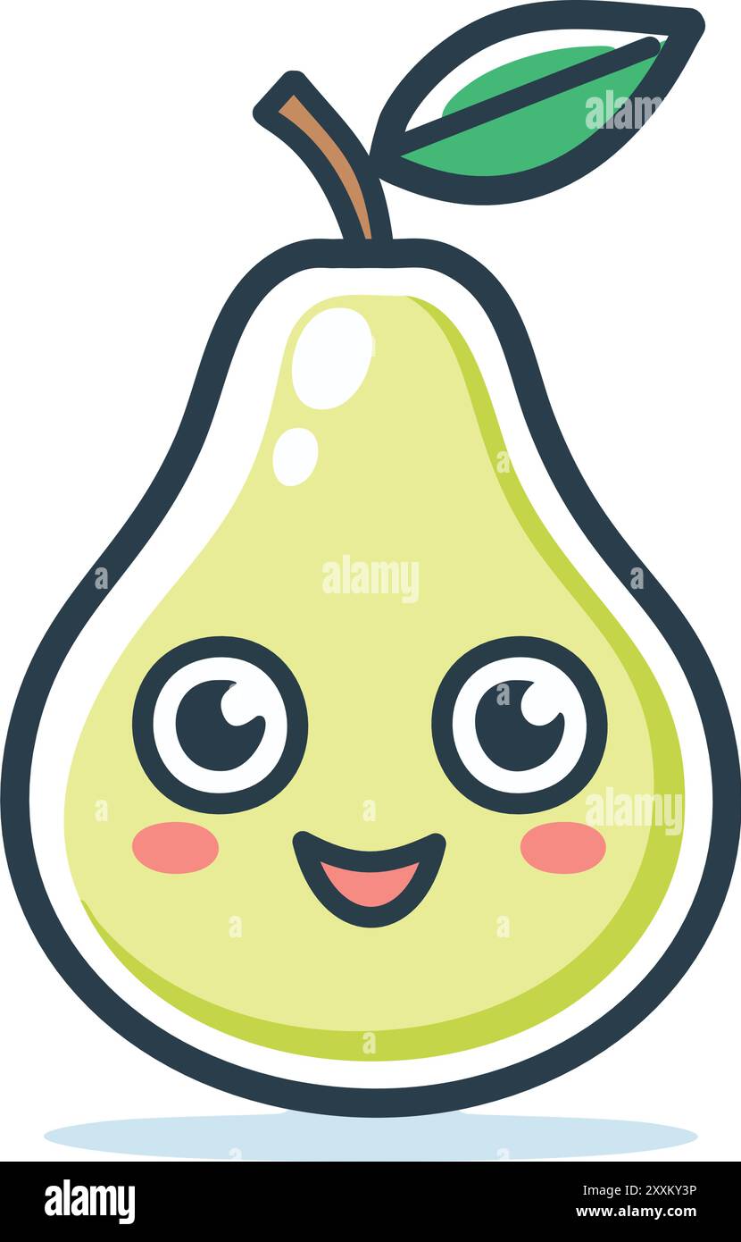 Happy pear character design. Cute and cheerful pear character ...