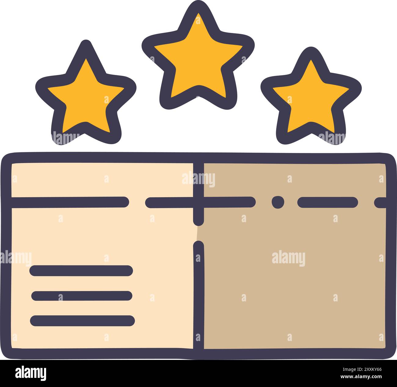 Three star rating on certificate. Vector illustration of a certificate ...