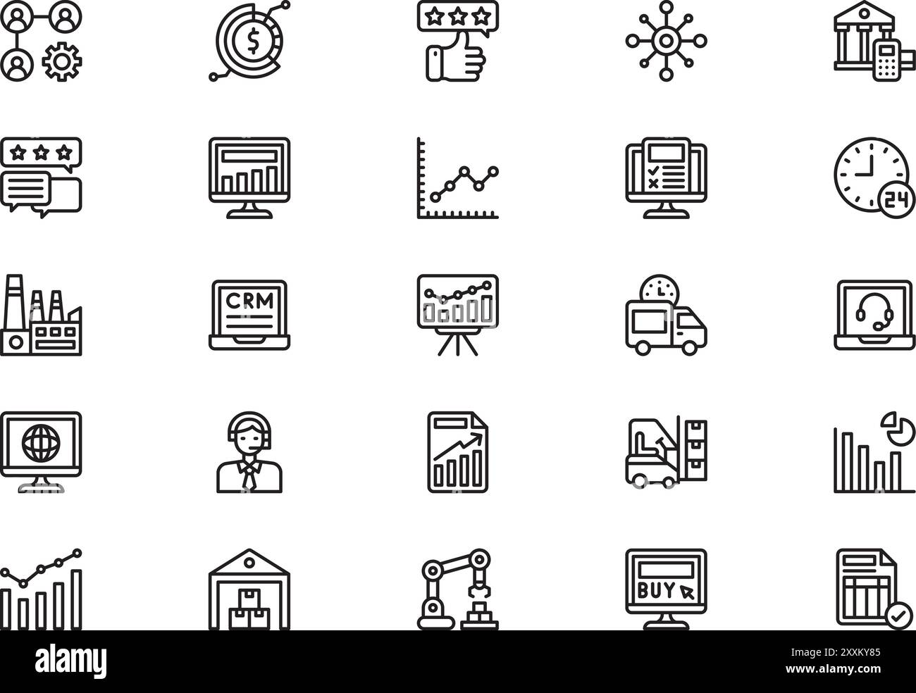 Enterprise resource planning erp icons collection is a vector ...