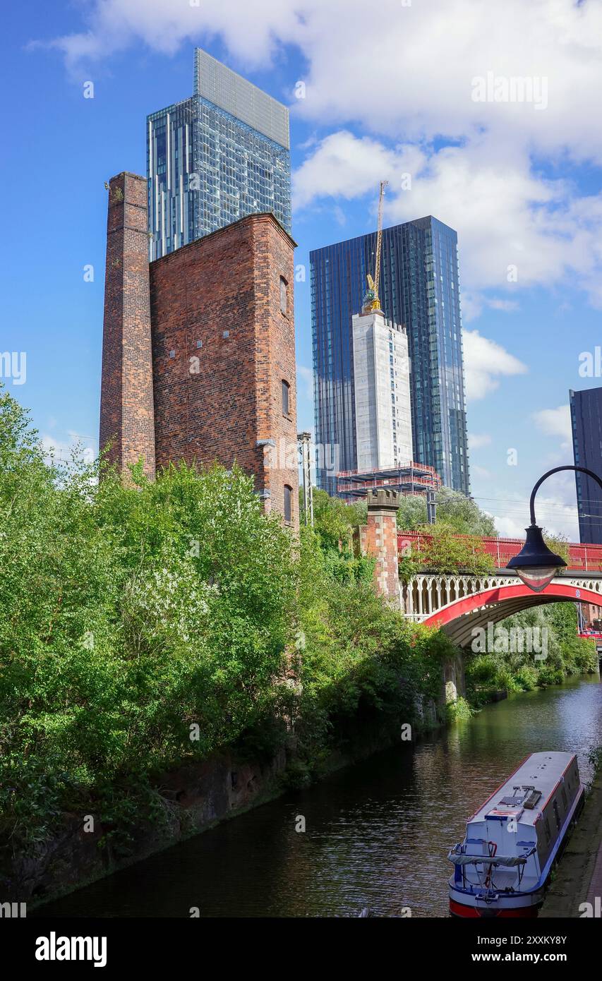 Manchester, Greater Manchester, UK. August, 24, 2024: Historic brick ...