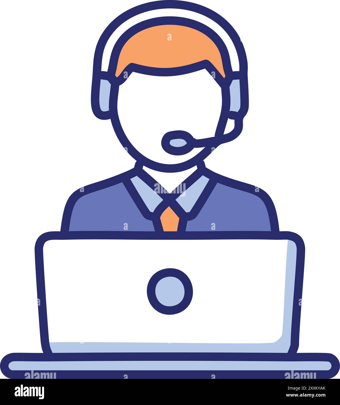 Customer support agent laptop icon. A colorful illustration of a ...