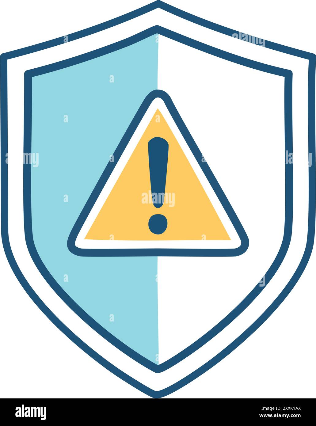 Shield with warning icon. A protective shield with a warning sign ...