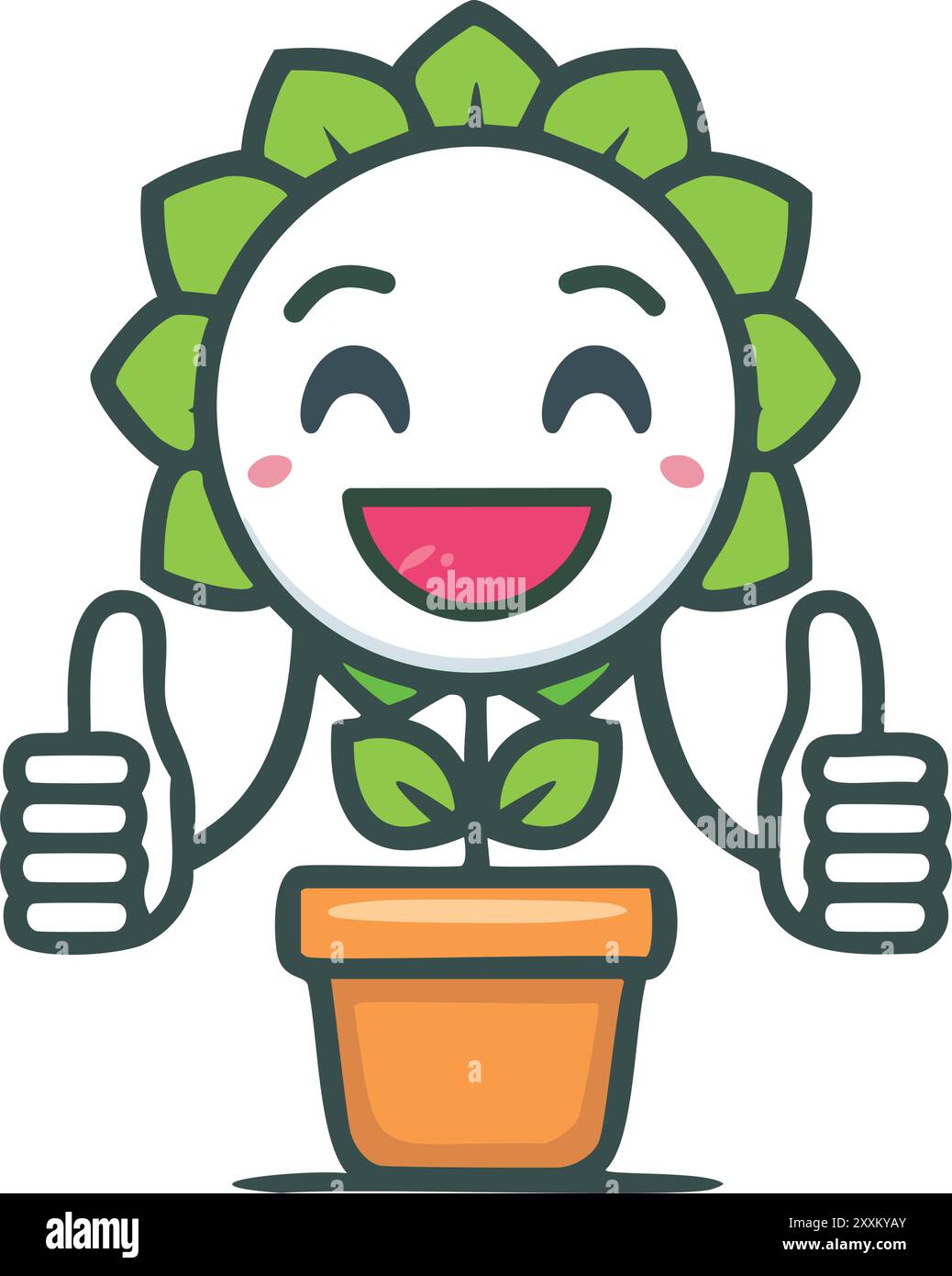 Happy plant character giving thumbs up. A cheerful plant character with ...