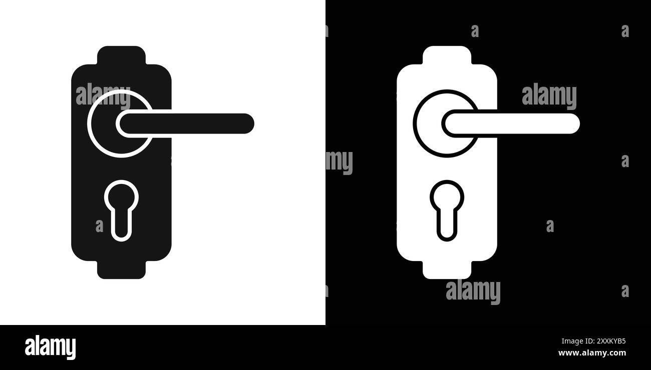 Door knob icon Vector symbol or sign set collection in black and white ...