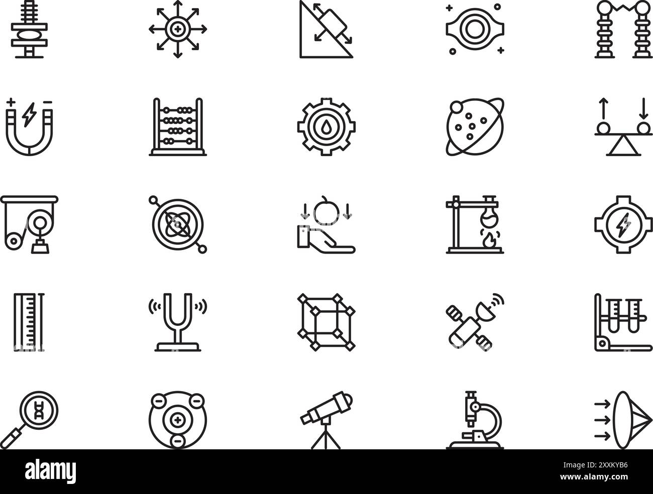 Physics icons collection is a vector illustration with editable stroke ...