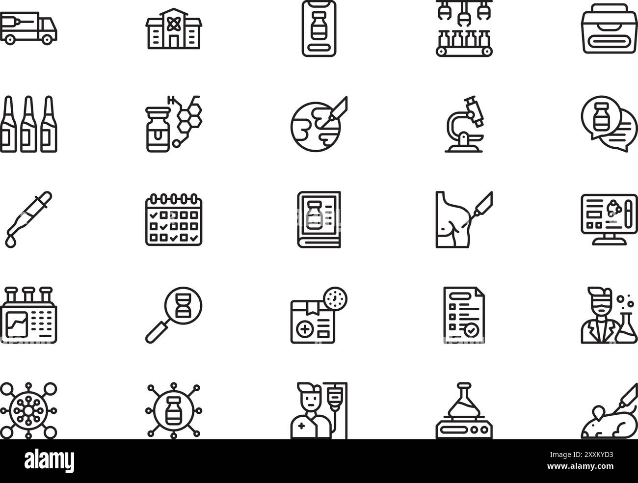 Vaccine development icons collection is a vector illustration with ...