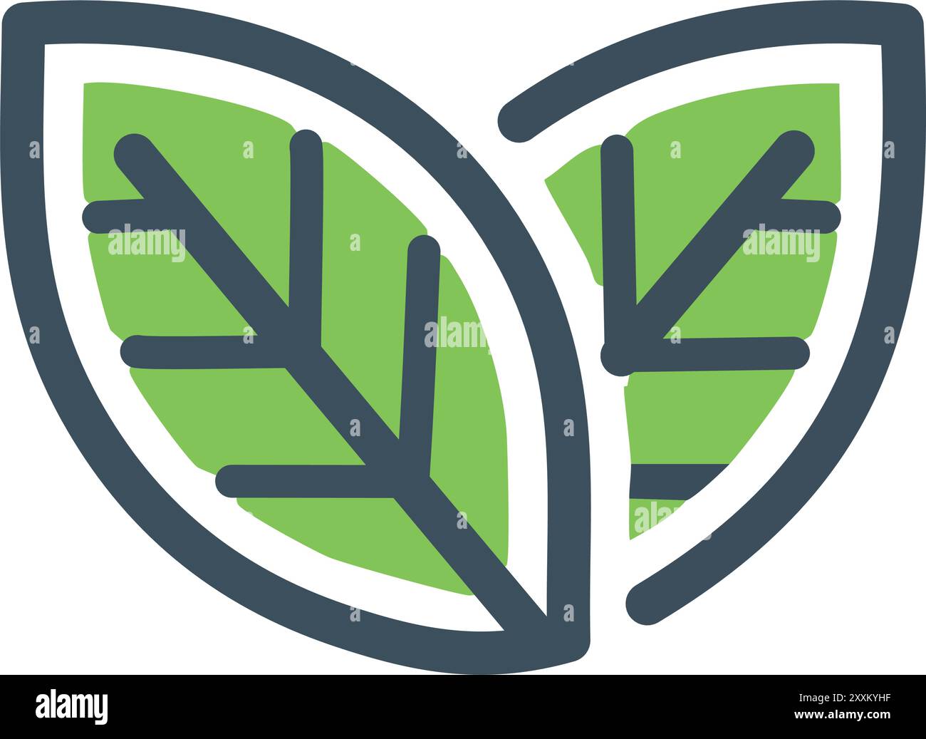 Green leaves eco symbol illustration. Simple icon of two green leaves ...