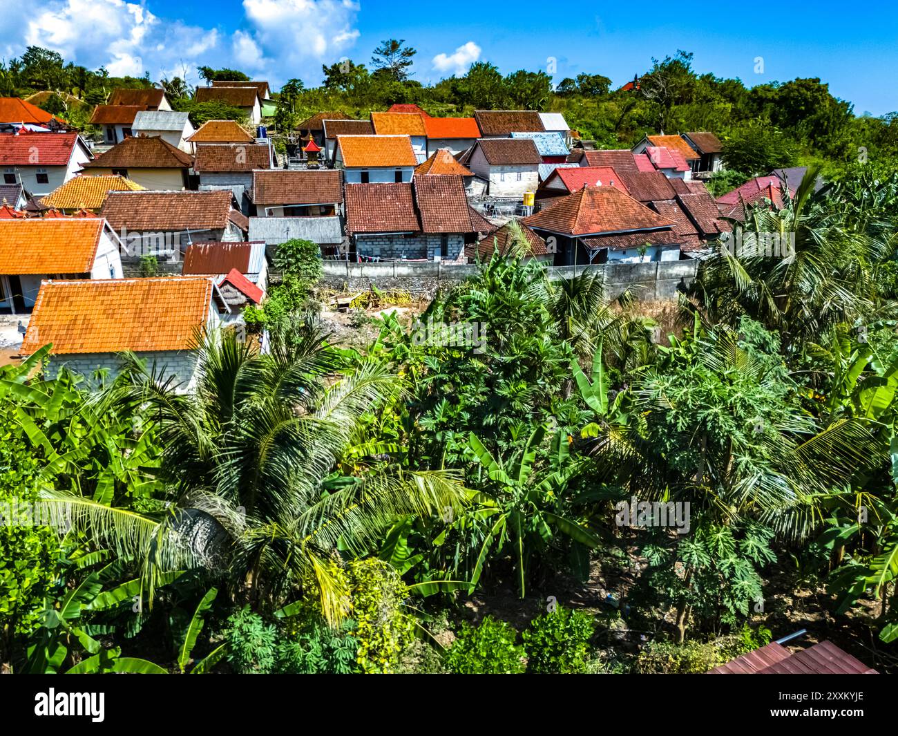 Aerial view of a small village in Tanglad, Nusa Penida, Klungkung ...