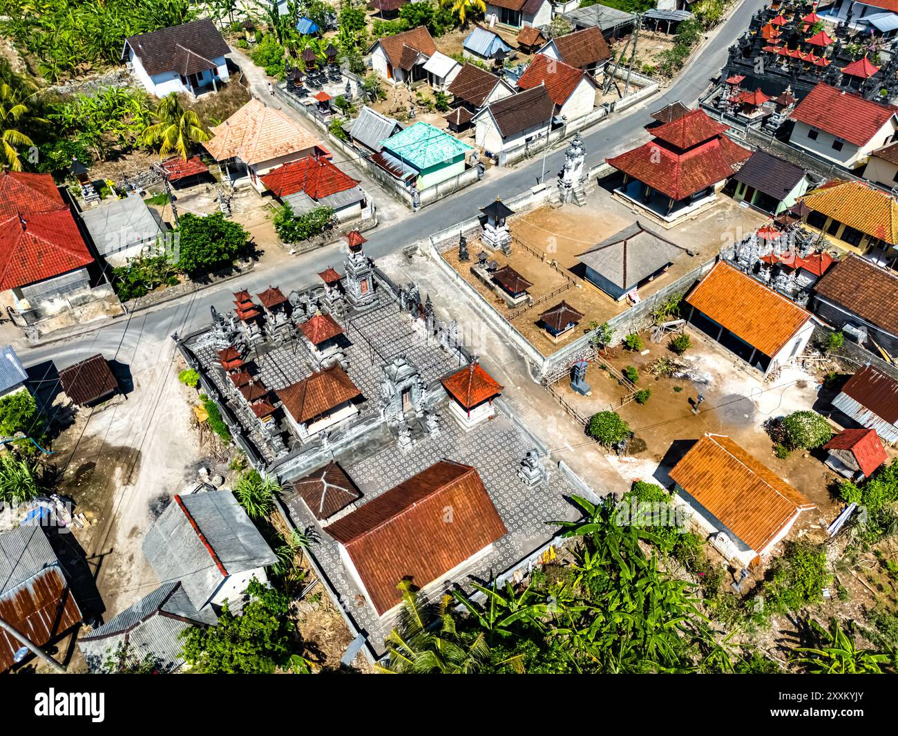 Aerial view of a small village in Tanglad, Nusa Penida, Klungkung ...