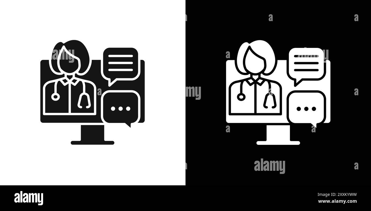 Chat consultation icon Vector symbol or sign set collection in black ...