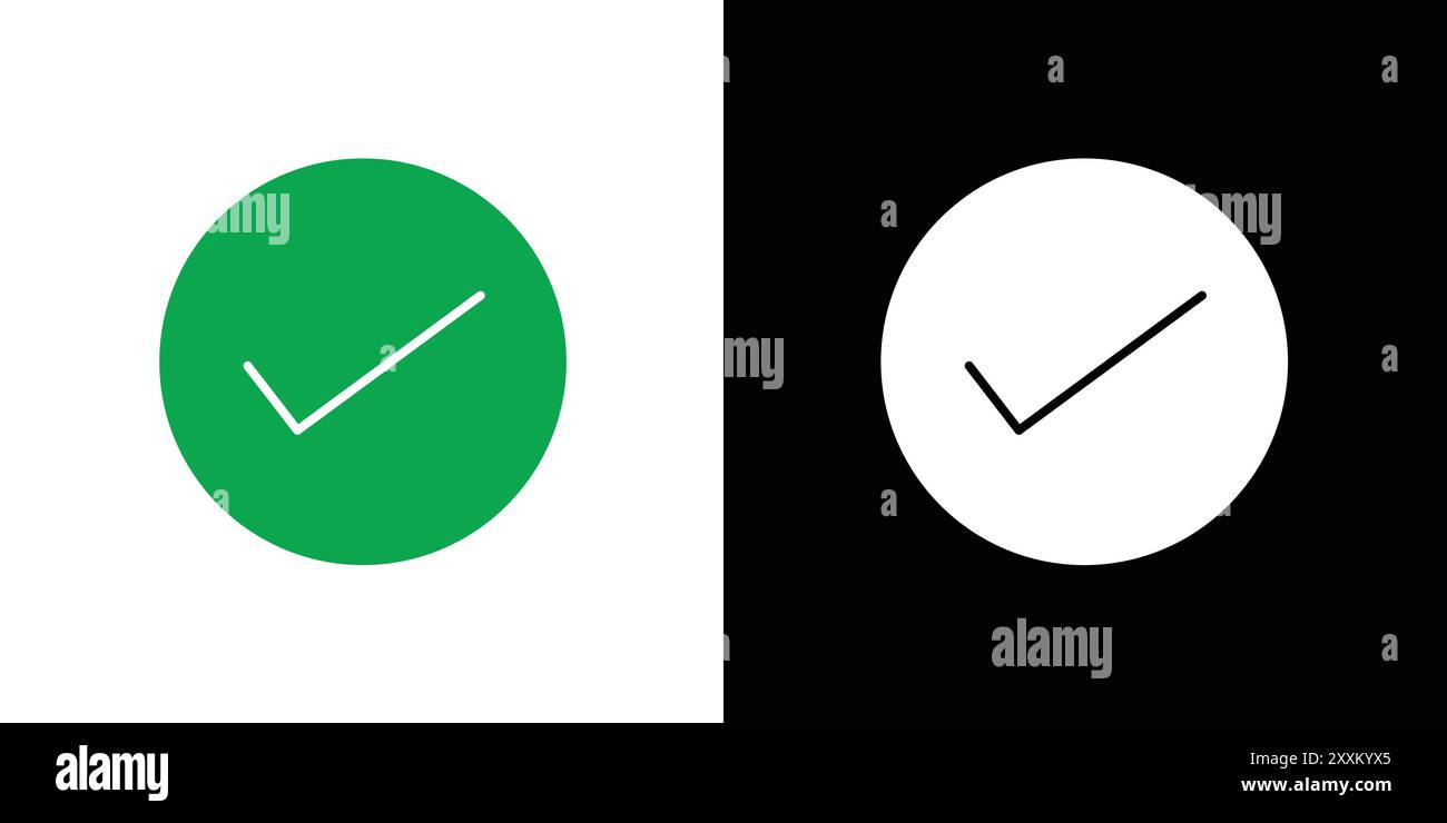 Check sign icon Vector symbol or sign set collection in black and white ...