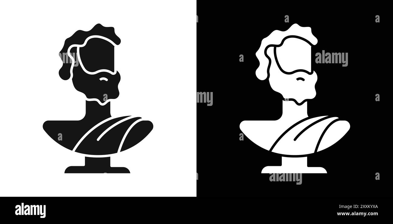 Ancient statue icon Vector symbol or sign set collection in black and ...