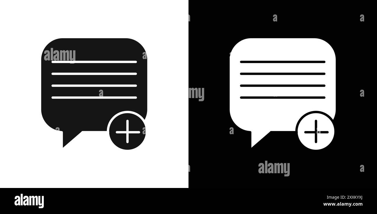 Add chat icon Vector symbol or sign set collection in black and white ...