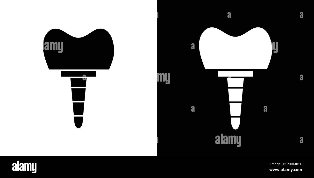Dental implants icon Vector symbol or sign set collection in black and ...