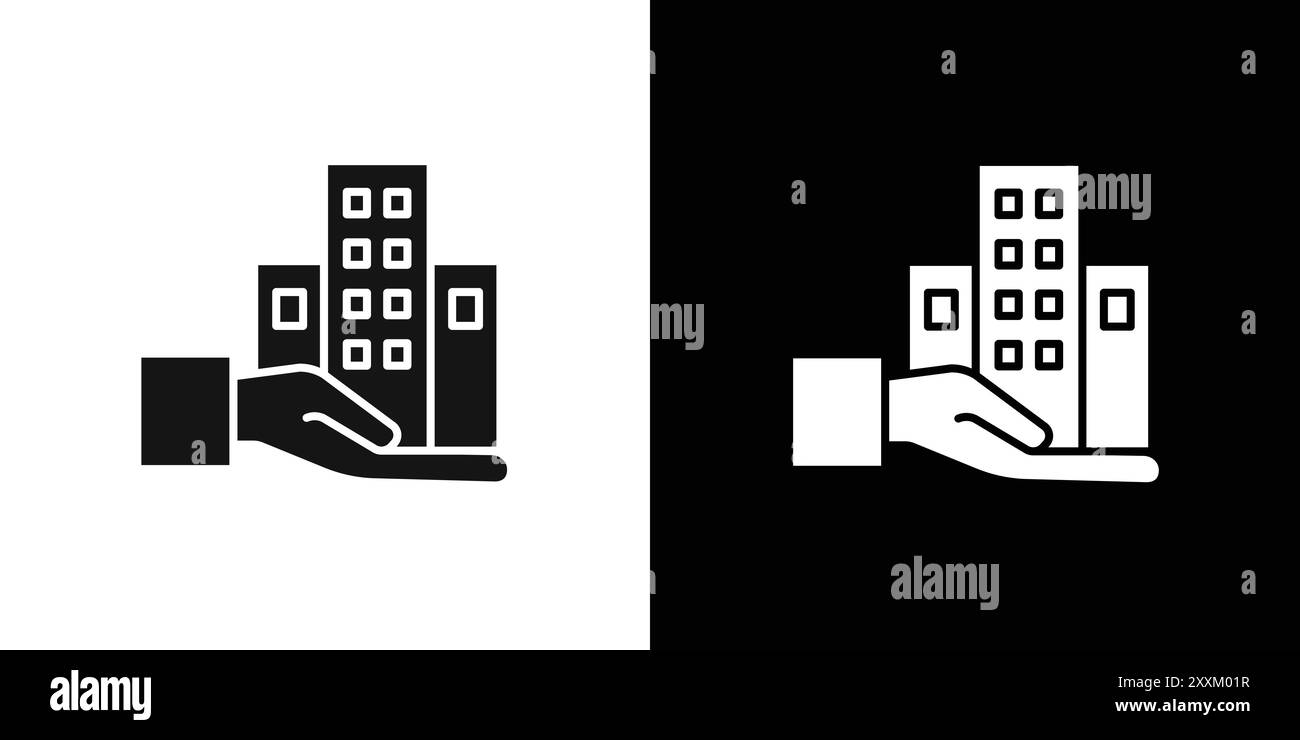 Building ownership icon Vector symbol or sign set collection in black ...