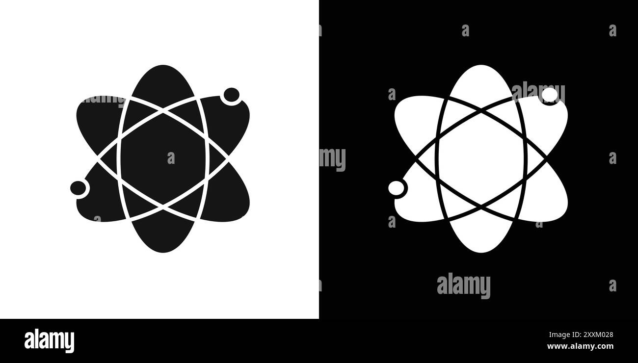 Atom scientific icon Vector symbol or sign set collection in black and ...