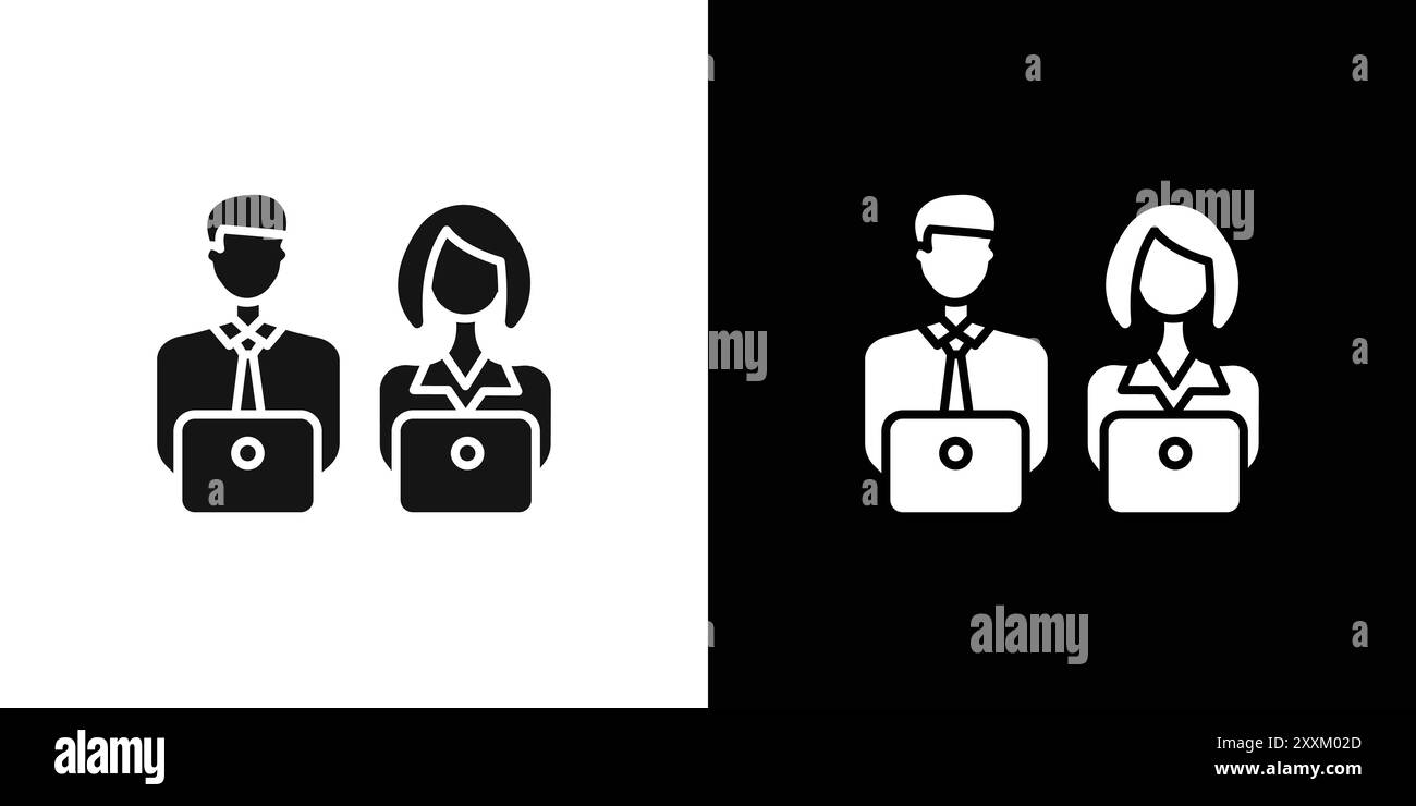 Coworking icon Vector symbol or sign set collection in black and white ...