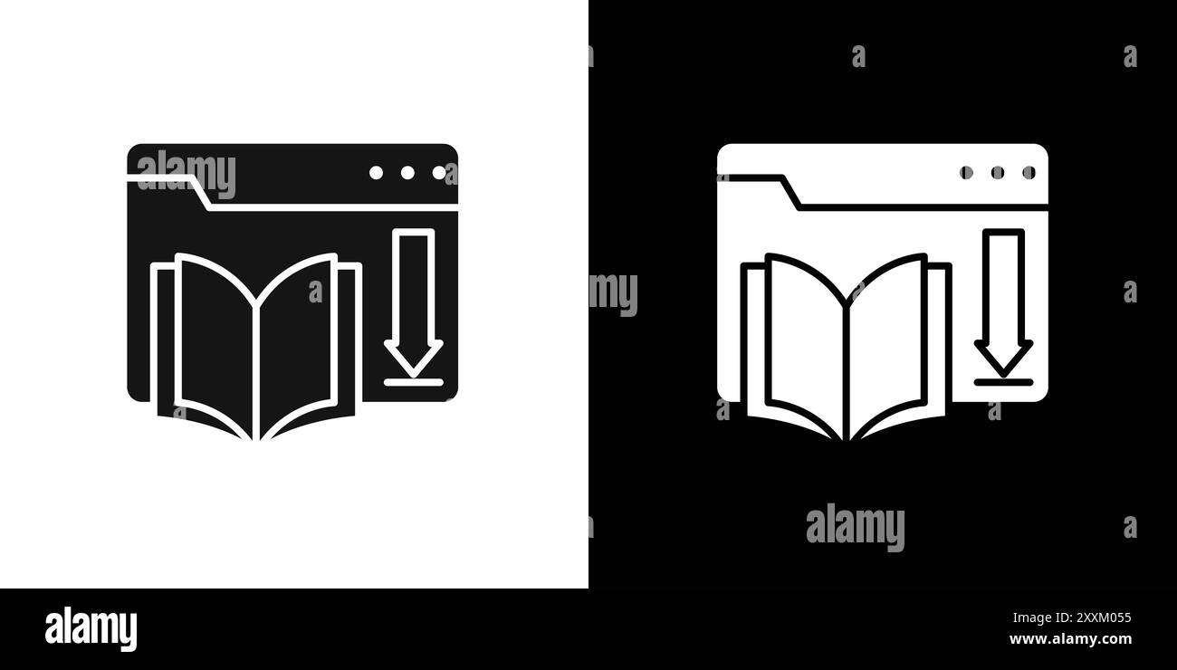 E book download icon Vector symbol or sign set collection in black and ...