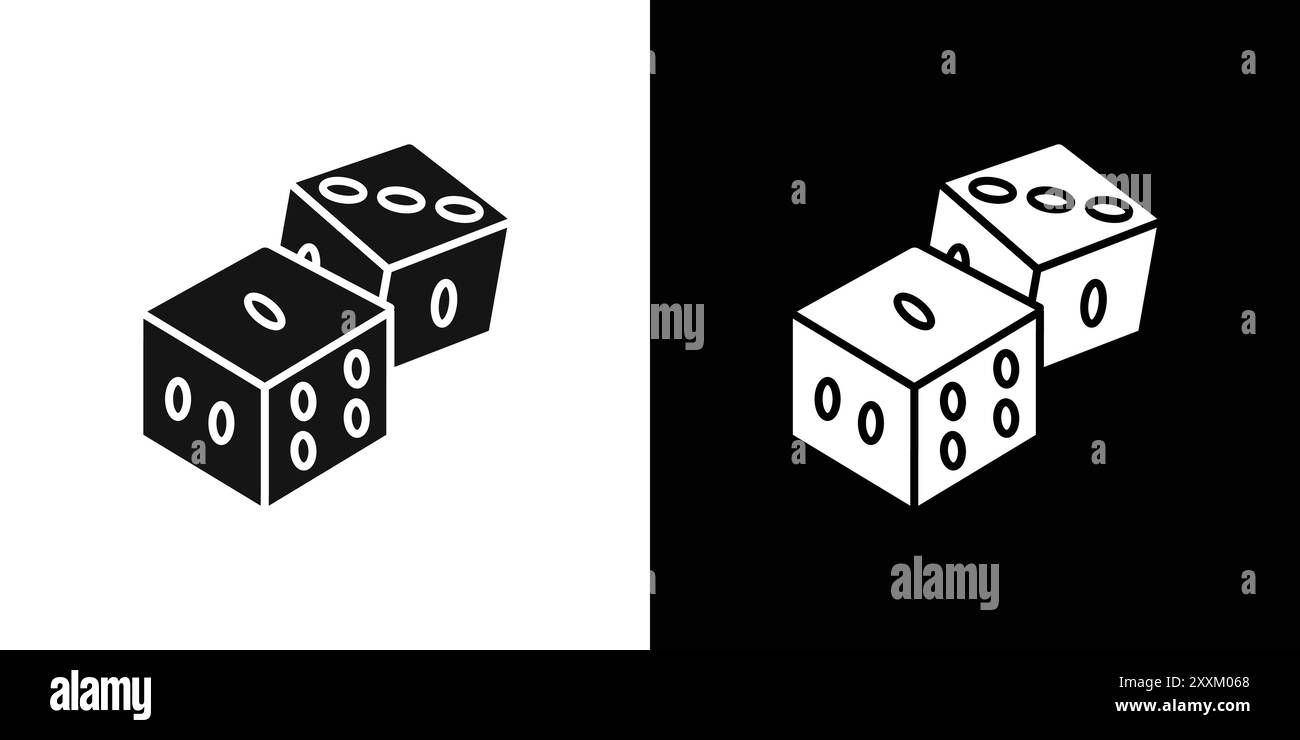 Dice games icon Vector symbol or sign set collection in black and white ...