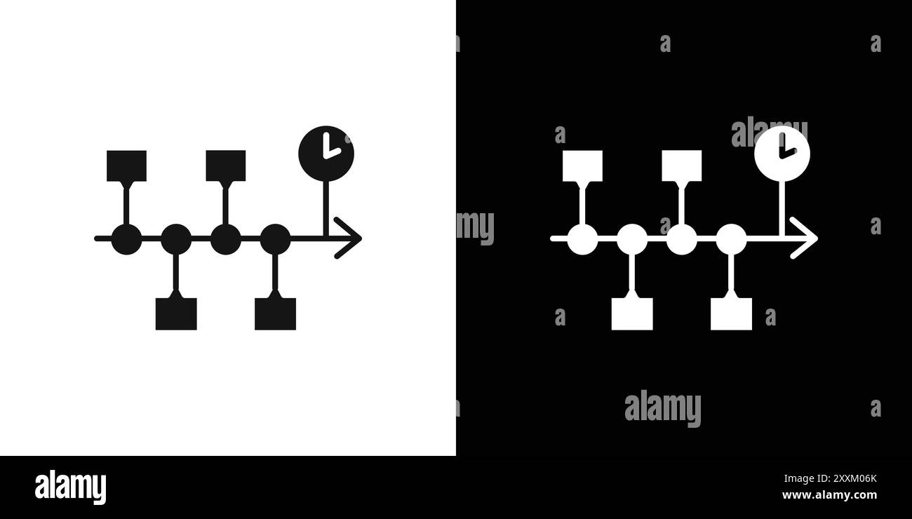 Chronology icon Vector symbol or sign set collection in black and white ...