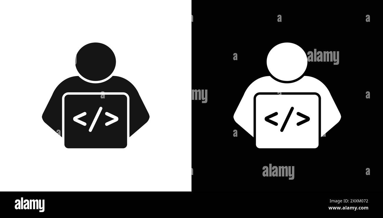 Coding Icon Vector Symbol Or Sign Set Collection In Black And White Outline Stock Vector Image
