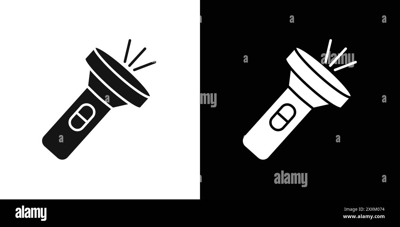 Flashlight icon Vector symbol or sign set collection in black and white ...