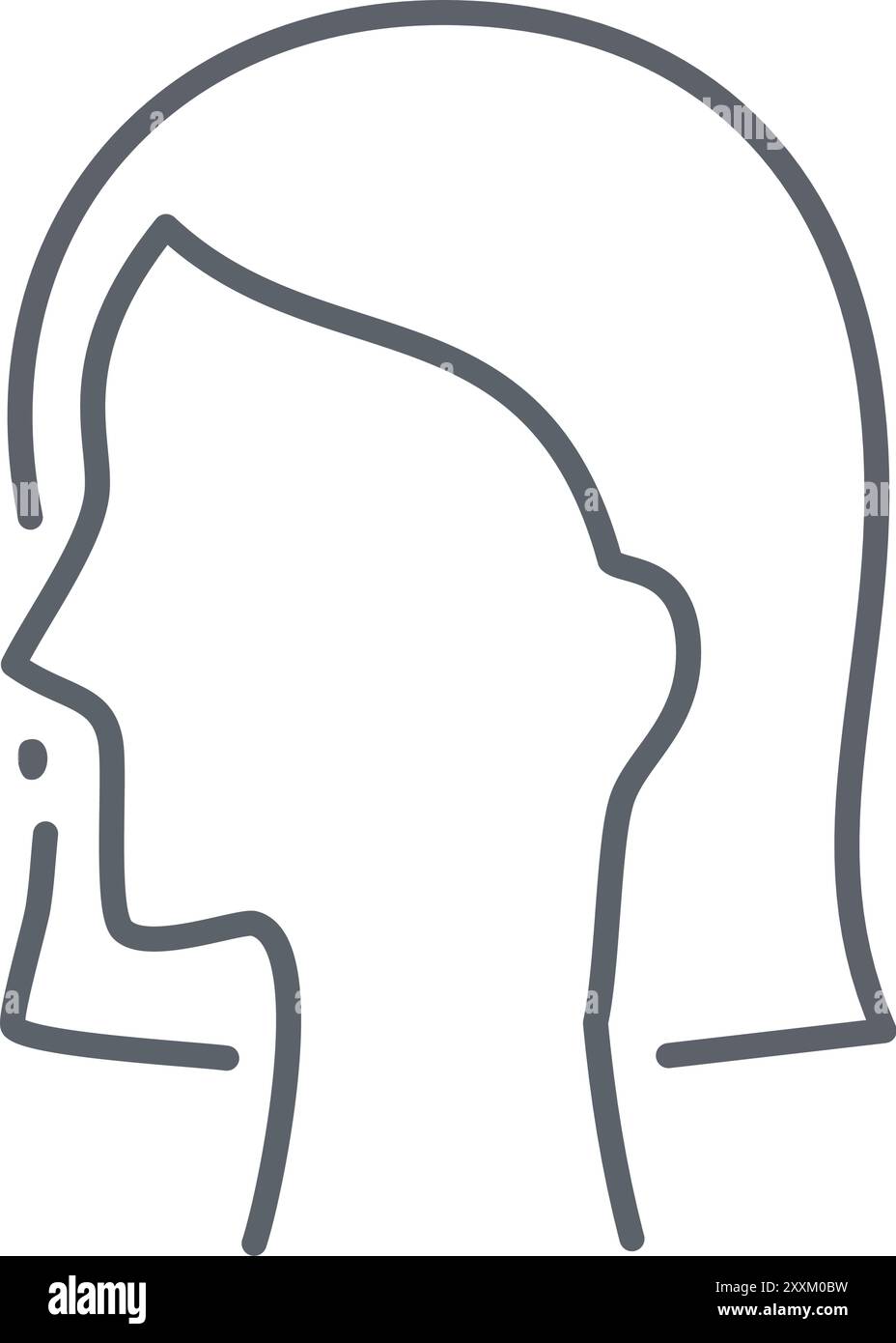 Woman profile outline icon. Simple line drawing of a female profile ...