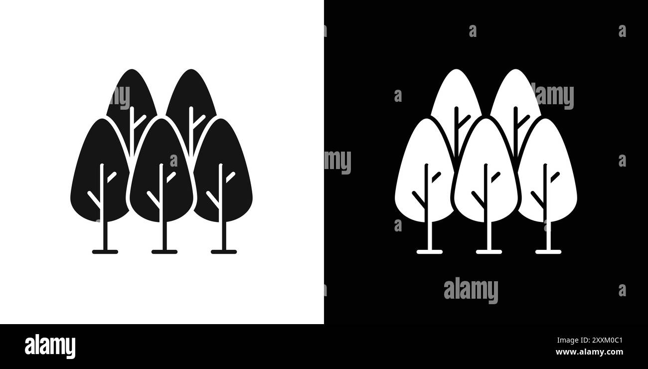 Forest Icon Vector symbol or sign set collection in black and white ...