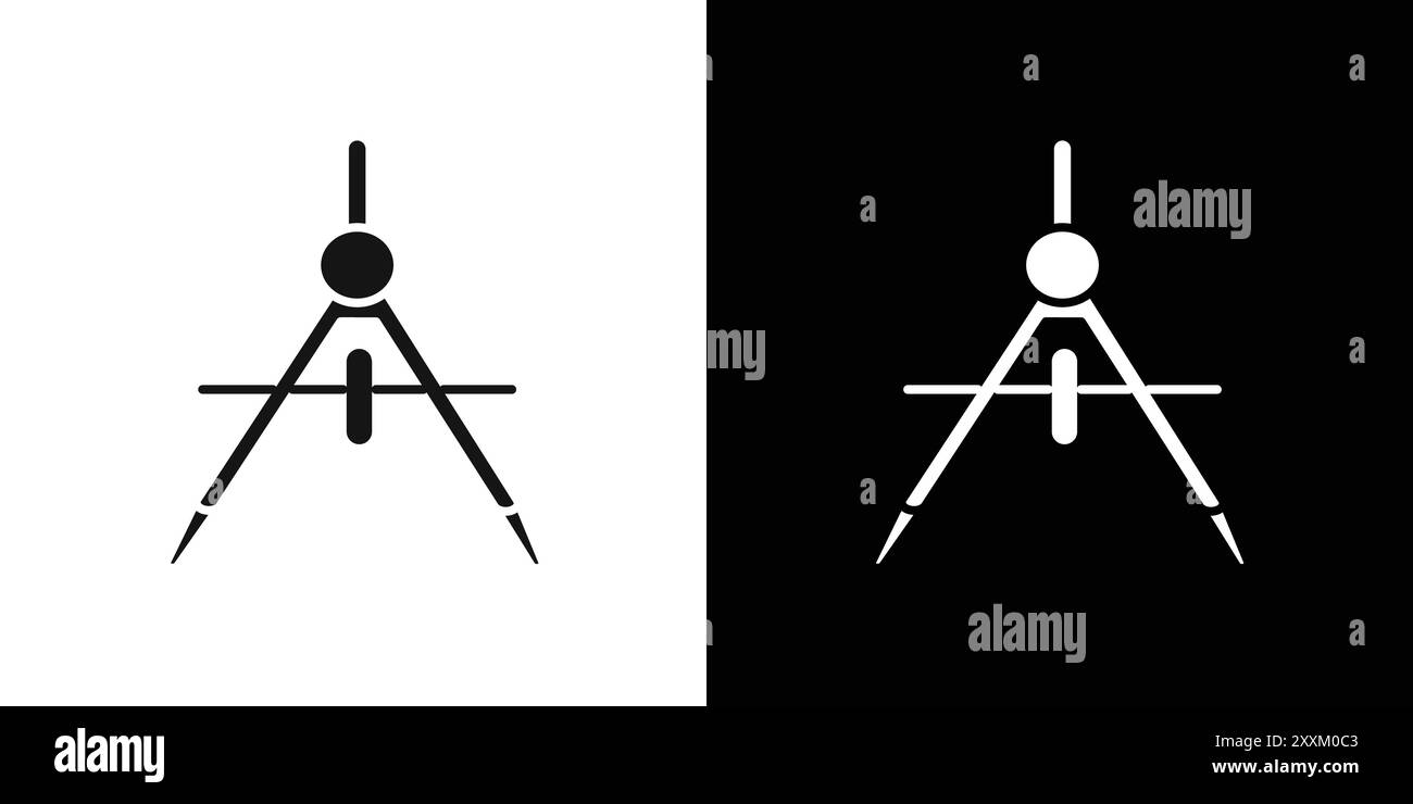geometric compass icon Vector symbol or sign set collection in black ...