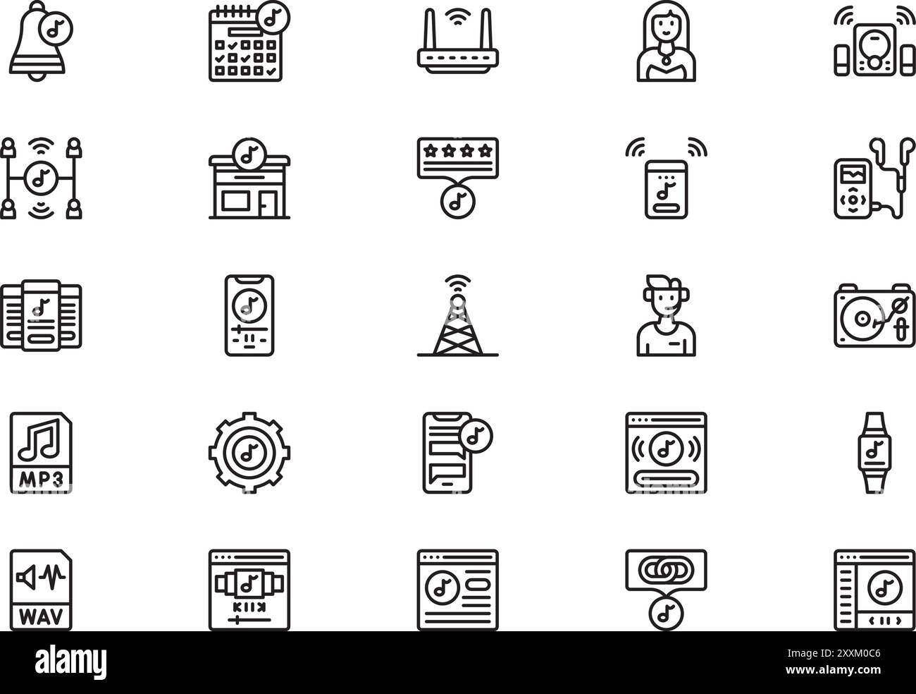 Music streaming icons collection is a vector illustration with editable ...