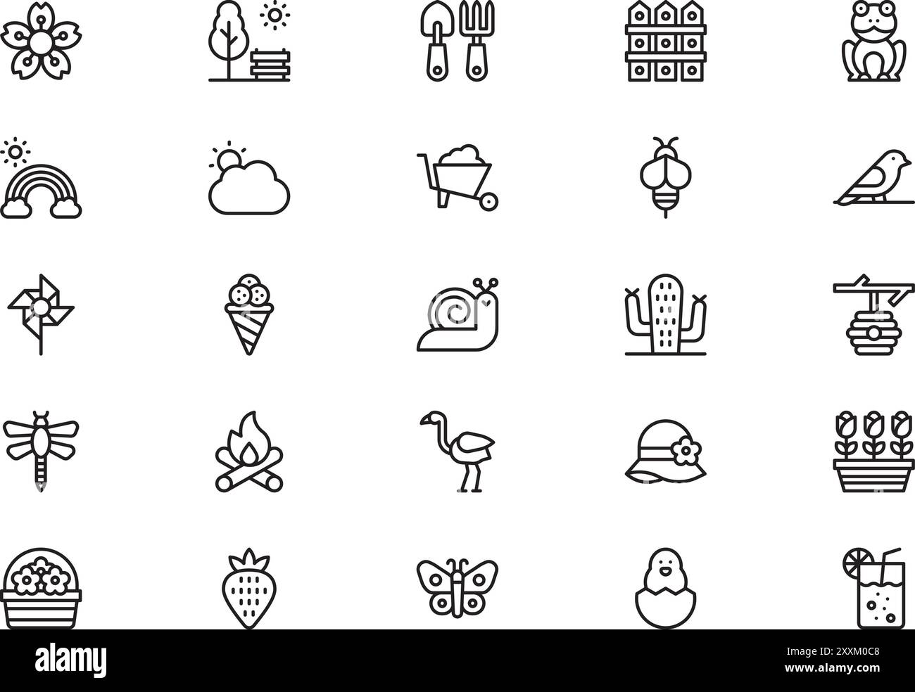 Spring icons collection is a vector illustration with editable stroke ...