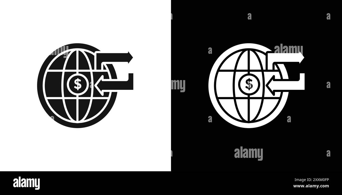 International money transfer icon Vector symbol or sign set collection ...