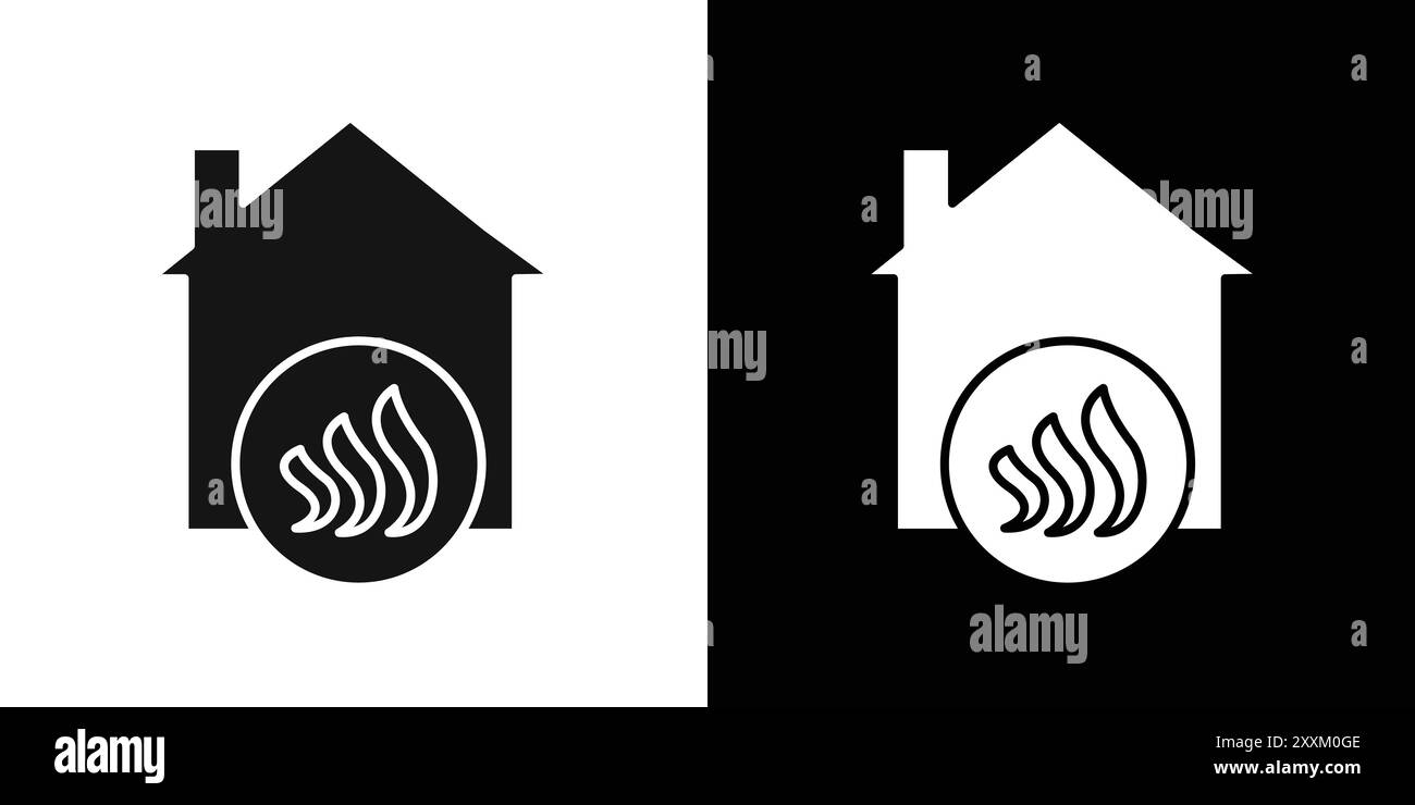 House heating icon Vector symbol or sign set collection in black and ...