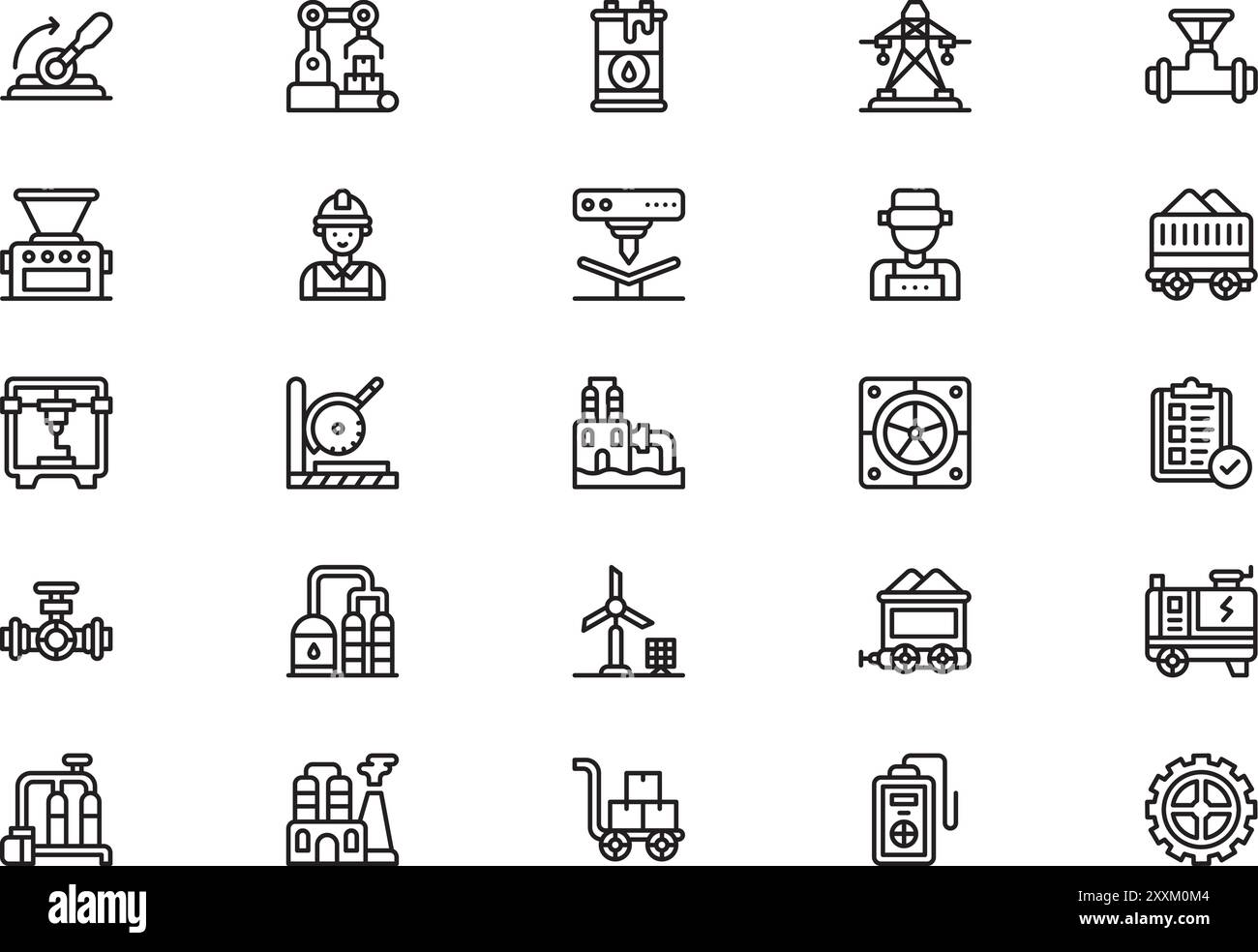 Industrial process icons collection is a vector illustration with ...