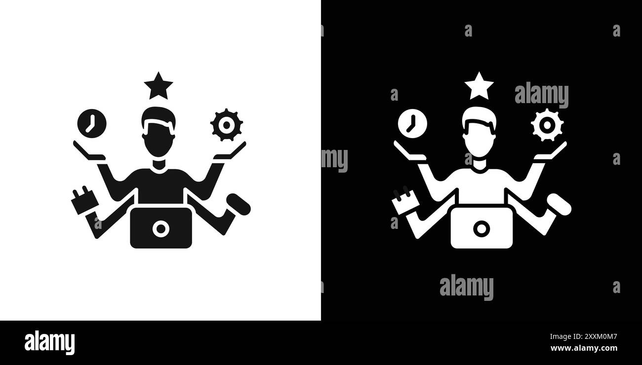 Multitasking icon Vector symbol or sign set collection in black and ...