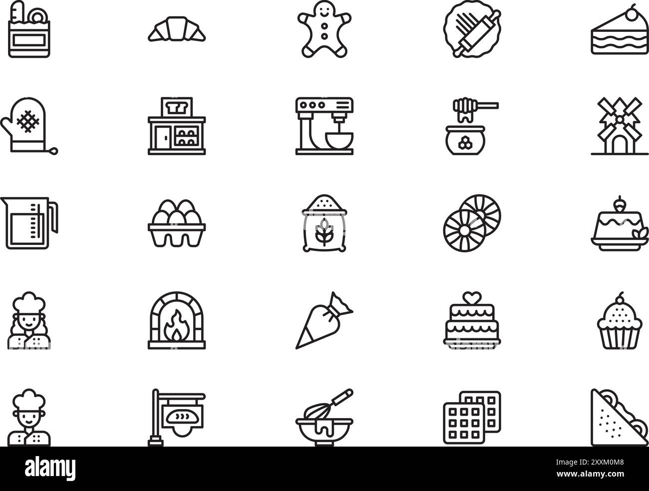 Bakery icons collection is a vector illustration with editable stroke ...